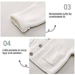 pureborn Baby Girls Boys Sweaters Warm Jacket - Cotton Knit Cardigan Button Closure Coat Outwear for Spring 3-6 Months White