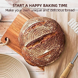 Bread Proofing Basket, Kikcoin Banneton Bread Proofing Basket Set of 2, 9 Inch & 10 Inch Round Sourdough Proofing Basket with Linen Liner, Bread Lame