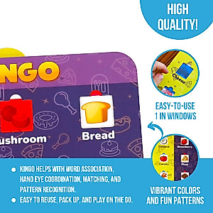 Regal Games Kingo Foods Edition - Bingo Game for Kindergarten and Preschool Kids - Fun Educational Learning Game for Classroom & Home - Vocabulary Builder Kids Bingo