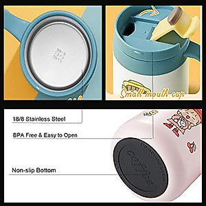 H-Jia 12oz Cute Coffee Mug with Handle, Double Wall Vacuum Insulated Stainless Steel Travel Mug with Lid (Pink)