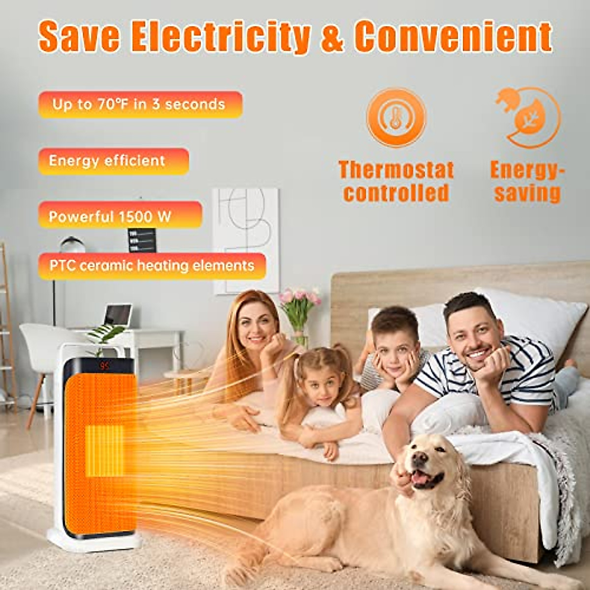 tectake Outdoor Patio Heater, 1500W Electric Tower Heater with Remote Control, 120° Oscillating, Portable Space Heaters for Indoor Use, Bedroom, Office, Outside, Tent