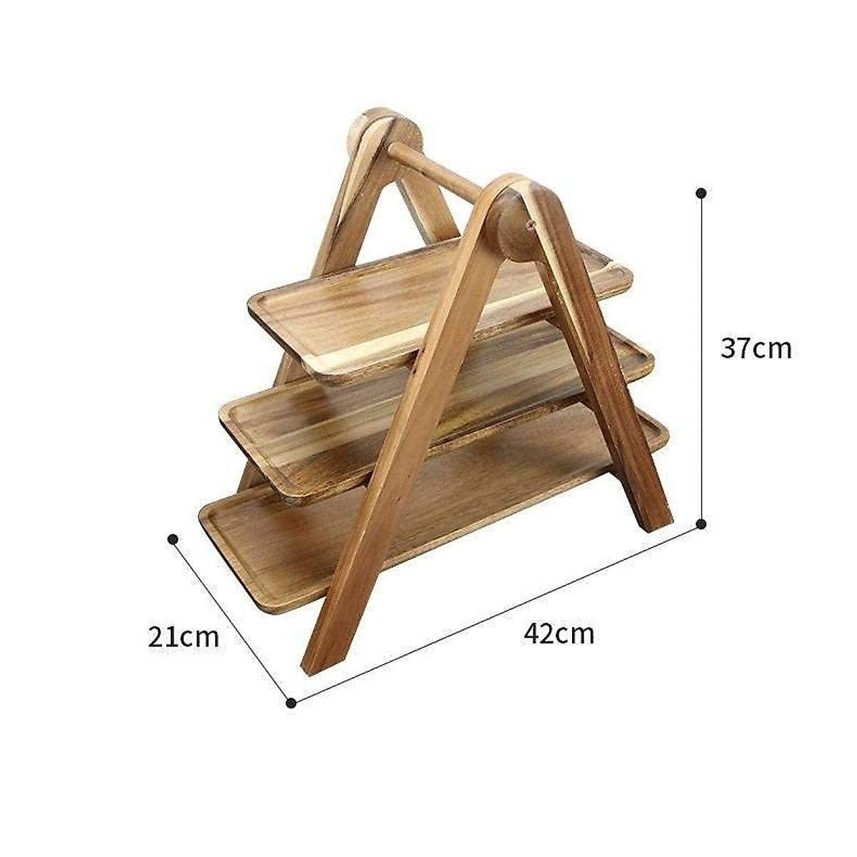 Duplexing Wood 3 Tier Serving Tray Three Tiered Cupcake Stand, Rectangle Serving Platter Wooden Farmhouse Tiered Tray, Party Serving Brown Decorative Tray Tray Decor