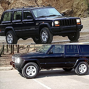 Tonsya White Led Clear Lens kit Compatible With 1997 1998 1999 2000 2001 Jeep Cherokee Front Bumper side Corner Parking Marker Light CH2551118,CH2550118,55055147,55055146