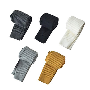 5 Pack Girls Cotton Cable Knit Classic Solid Ankle Leggings Pants Footless Tights 9-11T