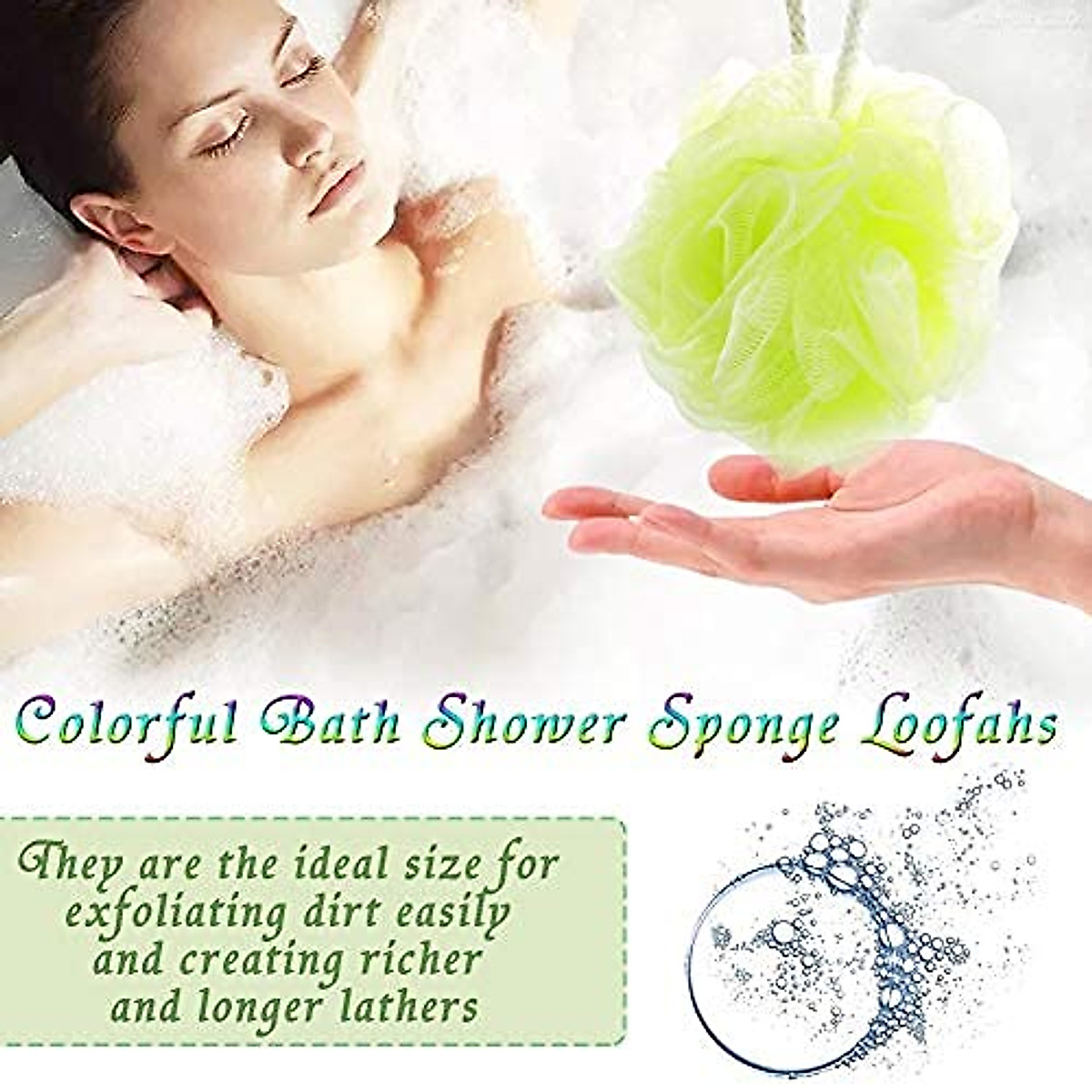 10 Pcs Mesh Loofah Sponges,Colorful Loofah Sponge Shower,Mesh Soft Pouf Shower