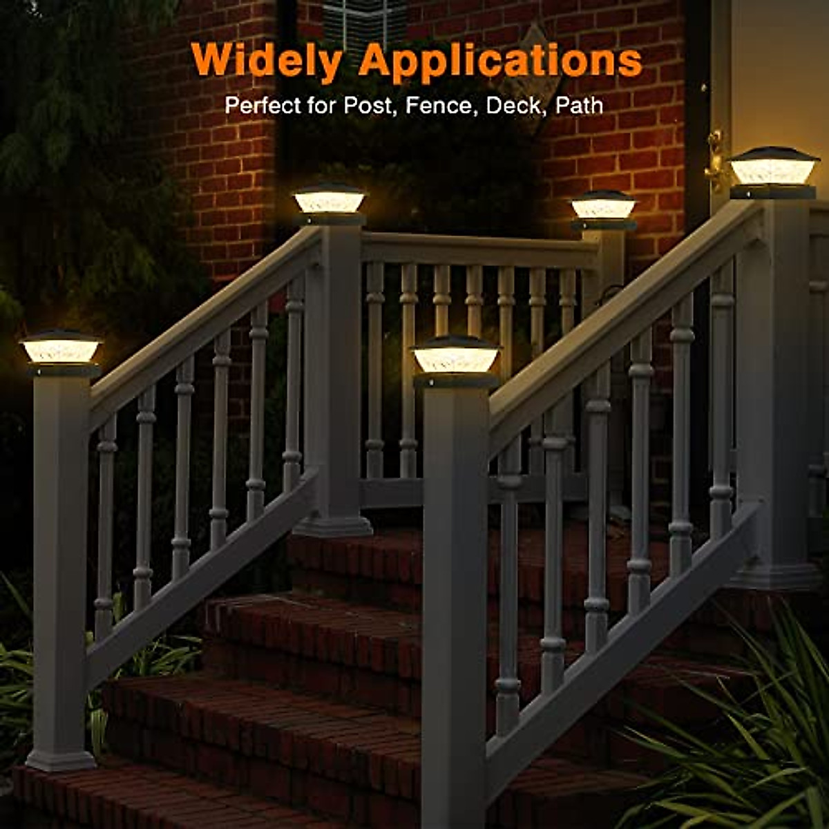 ENSLI Solar Post Lights Outdoor, 2 Mode Bright Solar Post Lights Outdoor Fence Post Cap Lights, Outdoor Post Lights Solar Powered Deck Lights for 4x4 4.5x4.5 5x5 Post, 2 Pack (Black)
