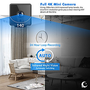 Jayol 2022 Hidden Camera Detector, Mini Spy Camera with Audio, HD 4K Wireless Hidden Live Stream, Night Vision and Motion Activated Spy Cam Nanny Cam, Security Camera for Home and Outdoor