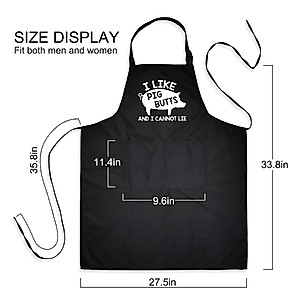 DYJYBMY I Like Pig Butts and I Cannot Lie Funny BBQ Apron for Men Women, Black Adjustable Waterproof Cooking Grilling Apron Gift for Dad Mom Husband Wife, Gifts for Birthday, Christmas, Thanksgiving