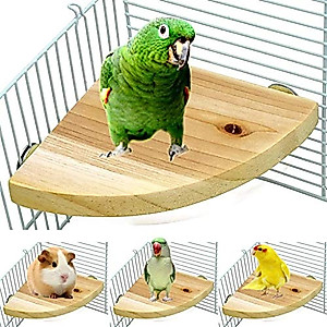 3 Pcs Birdcage Perches Parrot Cage Perch Wooden Platform Stand Bird Perch Stand Toy Hamster Springboard Chinchilla Cage Corner Shelf Laddered Natural Wood Branches Exercise Toy for Parakeets Hedgehog