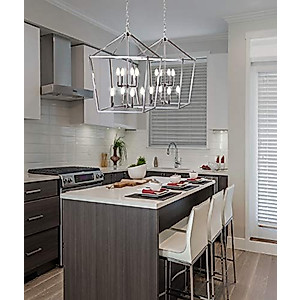 JONATHAN Y JYL7438C Pagoda Lantern Dimmable Adjustable Metal LED Pendant Classic Traditional Dining Room Living Room Kitchen Foyer Bedroom Hallway, 20 in, Chrome