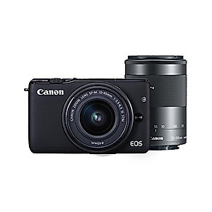 Canon EOS M10 Mirrorless Camera Kit EF-M 15-45mm f/3.5-6.3 and EF-M 55-200mm f/4.5-6.3 Image Stabilization STM Lenses (Black)