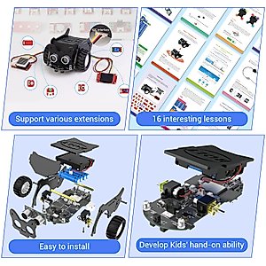 ELECROW STEM Projects Toys for Kids Ages 6+, Coding Robot Kit for Teens Learning Programming, Bulid Robot Toy Car, Electronics & Science Education Toys for Boys and Girls, MicroPython Program
