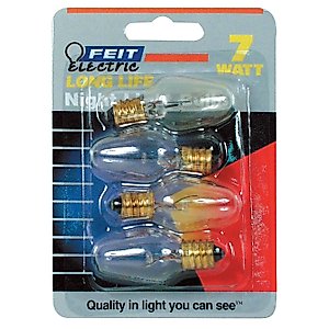 Feit Electric BP7C7/4 7-Watt Clear Night Light Bulb, 4 Pack