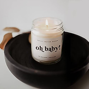 Sweet Water Decor, Oh Baby! Jasmine, Cream, and Wood Scented Soy Wax Candle for Home | 9oz Clear Jar on Beige Ecru Label, 40 Hour Burn Time, Made in the USA