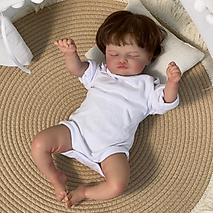ROSHUAN Realistic Newborn Baby Dolls 20 inch Asleep Lifelike Reborn Baby Dolls Vinyl Soft Cloth Body Real Life Baby Dolls Sleeping Bebe Doll White Clothes for Boys Girls Gifts