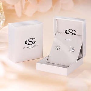 GEORGE · SMITH Earrings for Women, 925 Sterling Silver Flower Stud Earrings Hypoallergenic Sliver Earrings, 5A Cubic Zirconia Earrings Jewelry Gifts for Anniversary Birthday Mother‘s Day for Women