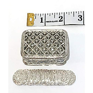 Rectangular Silver Rhinestones Wedding Arras Box & Unity Coins Arras de boda