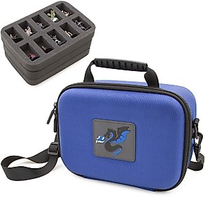 CASEMATIX Miniature Storage Hard Shell Figure Case - 30 Slot Figurine Minature Carrying Case with Adjustable Strap and Accessory Storage Compatible with Warhammer 40k, DnD and More!
