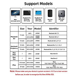 KingSpec 512GB NVMe SSD for MacBook, Ultra-Slim M.2 PCIe Gen3x4 Internal Solid State Drive with 3D NAND Flash, Compatible with MacBook Air 2013-2017 / MacBook Pro (Retina) 2013-2017 / iMac/Mac