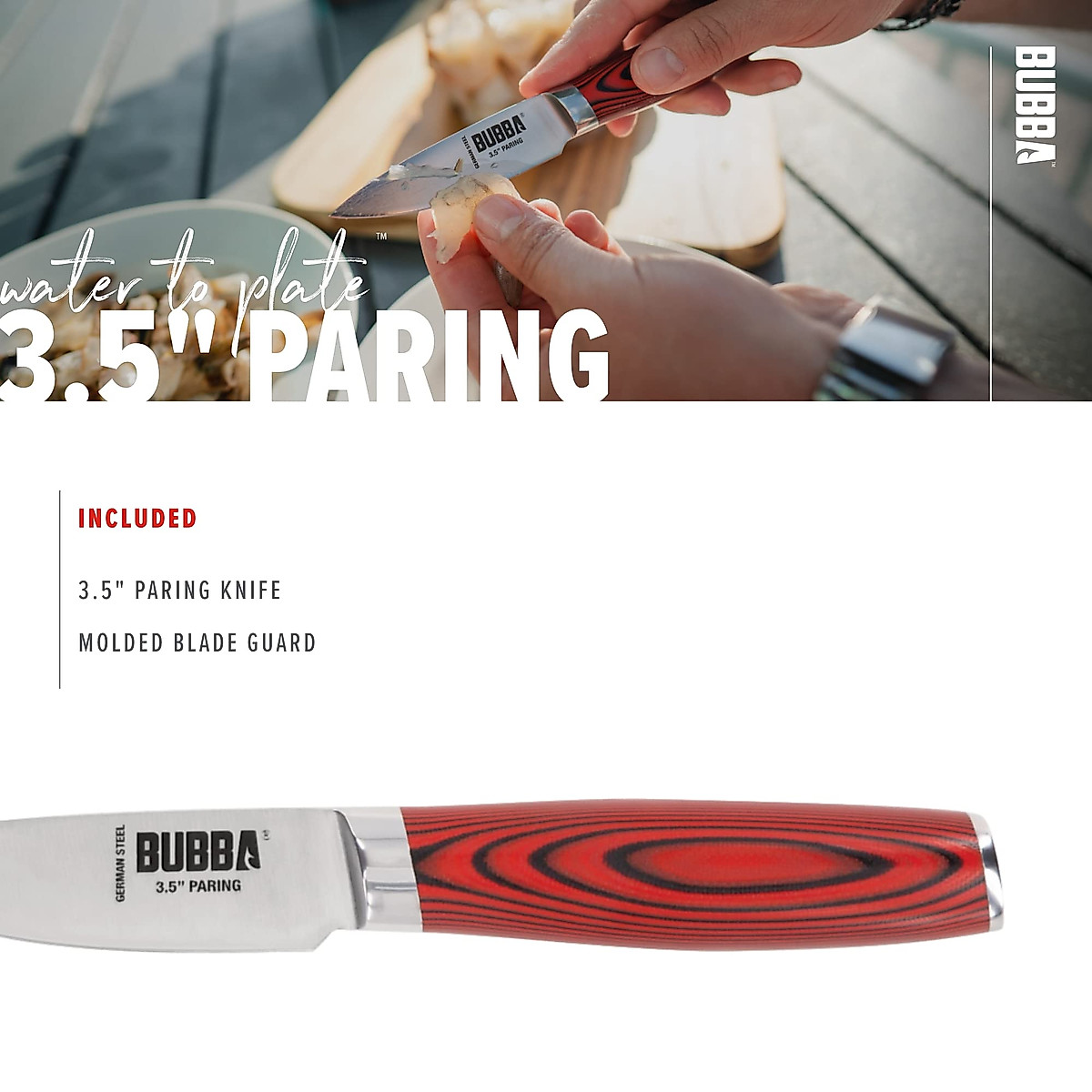 BUBBA Kitchen Series 3.5" Paring Knife perfect for trimming, slicing and peeling small produce.