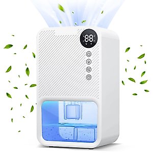 Dehumidifiers for bedroom 40 OZ Water Tank with Digital display Auto-Off, Portable Small Dehumidifier for Room,Bathroom,RV,Basement, Closet 500 sq.ft,7 Colors LED Light (White)