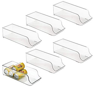 iDesign Refrigerator and Freezer Storage Organizer Bins for Kitchen, Soda Can Holder - Set of 6, Clear