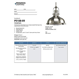 Fresnel Lens Collection 1-Light Fresnel Glass Coastal Pendant Light Brushed Nickel