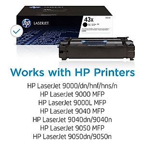 Original HP 43X Black High-yield Toner Cartridge Works with HP LaserJet 9000, 9040, 9050 Series, HP LaserJet 9000, 9040, 9050 MFP Series C8543X