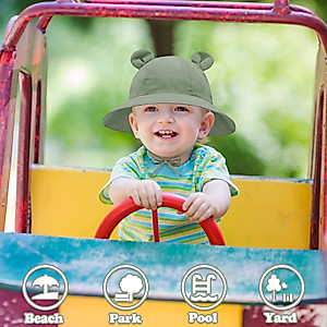 Baby Hats 0-6 Months Baby Boy Sun Hat Bear Ears Infant Sun Hat Beach Infant Hats for Girls Cute Infant Bucket Hat Green
