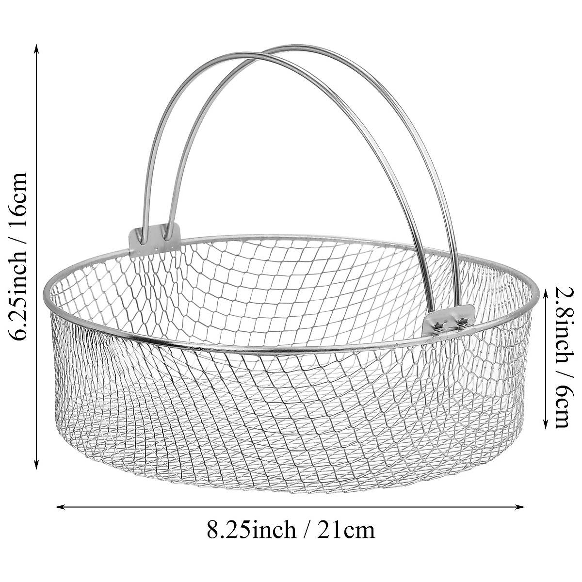 Elsjoy 2 Pack Air Fryer Basket, 8 Inch Air Fryer Replacement Accessory Mesh Basket with Handle, 18/8 Stainles Steel Steamer Basket for Air Fryer, Instant Pot, Oven, Steamer