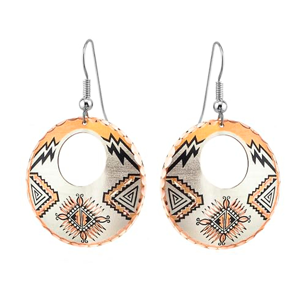 FRONT LINE JEWELRY SW Native American Earrings Copper Hoop Earrings in a Sunburst Design Perfect for Women Who Appreciate Native American Jewelry.