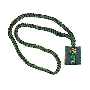 gck St Jude Our Lady of Guadalupe Corded Green Scapular Necklace Escapulario Verde Virgen Guadalupe San Judas Tadeo