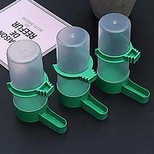 Yardwe 5Pcs Birds Feeder Drinker Waterer Clip with Automatic Drinking Water Sprinkler Proof Bird Cup for Parrots Budgie Cockatiel Lovebirds (M)