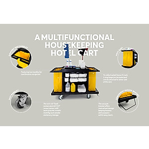 Hotel Cart Housekeeping Room Service Cart H 39" x L 60" X W 21" (Black)