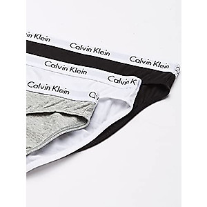 Calvin Klein Carousel Logo Cotton Stretch Women Bikini Panties, Multipack,3 pack, Black/White/Grey Heather, Medium