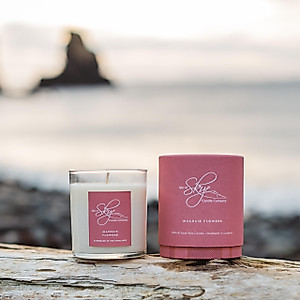 Machair Flowers Candle 100% Natural Soy Wax (Harebell, Gentian, Orchid and Bluebell) Elegant Tartan Packaging. Handmade in Scotland