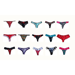 Morvia Varieties of Women Thong Pack Lacy Tanga G-string Bikini Underwear Panties (XXXL, 10 Pcs)