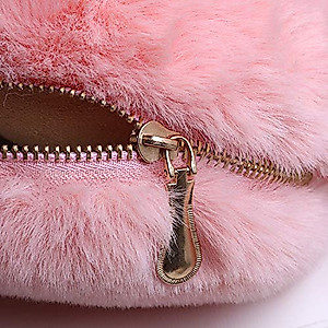 Faux Rabbit Fur Crossbody Handbag Shoulder Bag (B Pink)