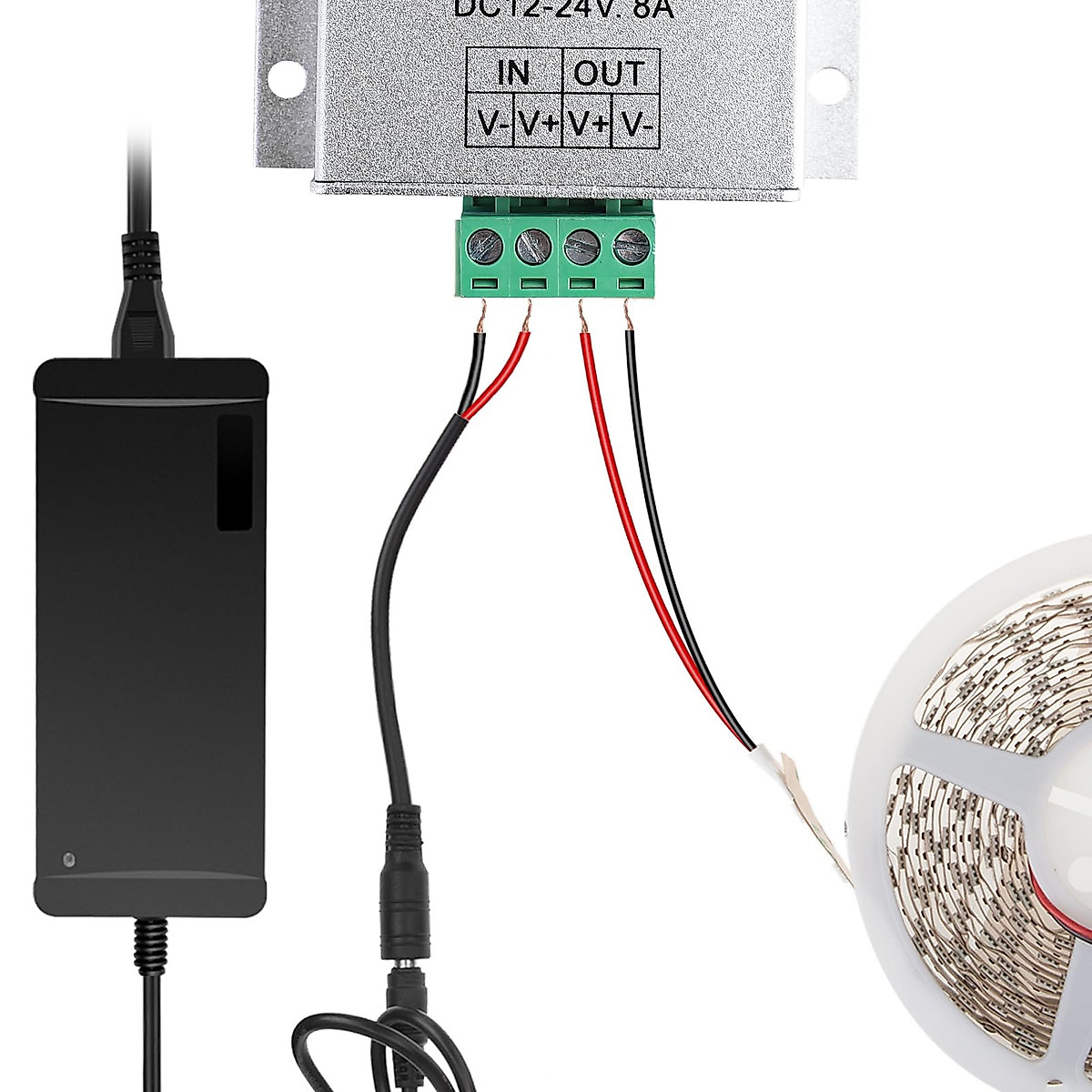 SUPERNIGHT 12V Dimmer Switch, Dimmer Knob Aluminium Case DC12V-24V 8A Single Channel Knob Dimmer Controller for LED Strip Bulb Lamp Light 5050 3528 5630 Single Color LED Strips