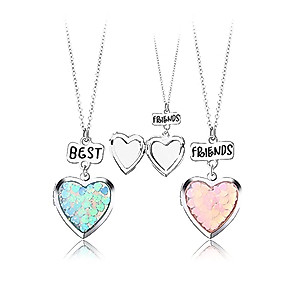 Kefley Heart Locket Necklace for Best Friends Matching Friendship Necklaces for 2 Girls Bff Birthday Christmas Gifts for Girl Bestie Necklace for Friends Sweet Gifts for Girls
