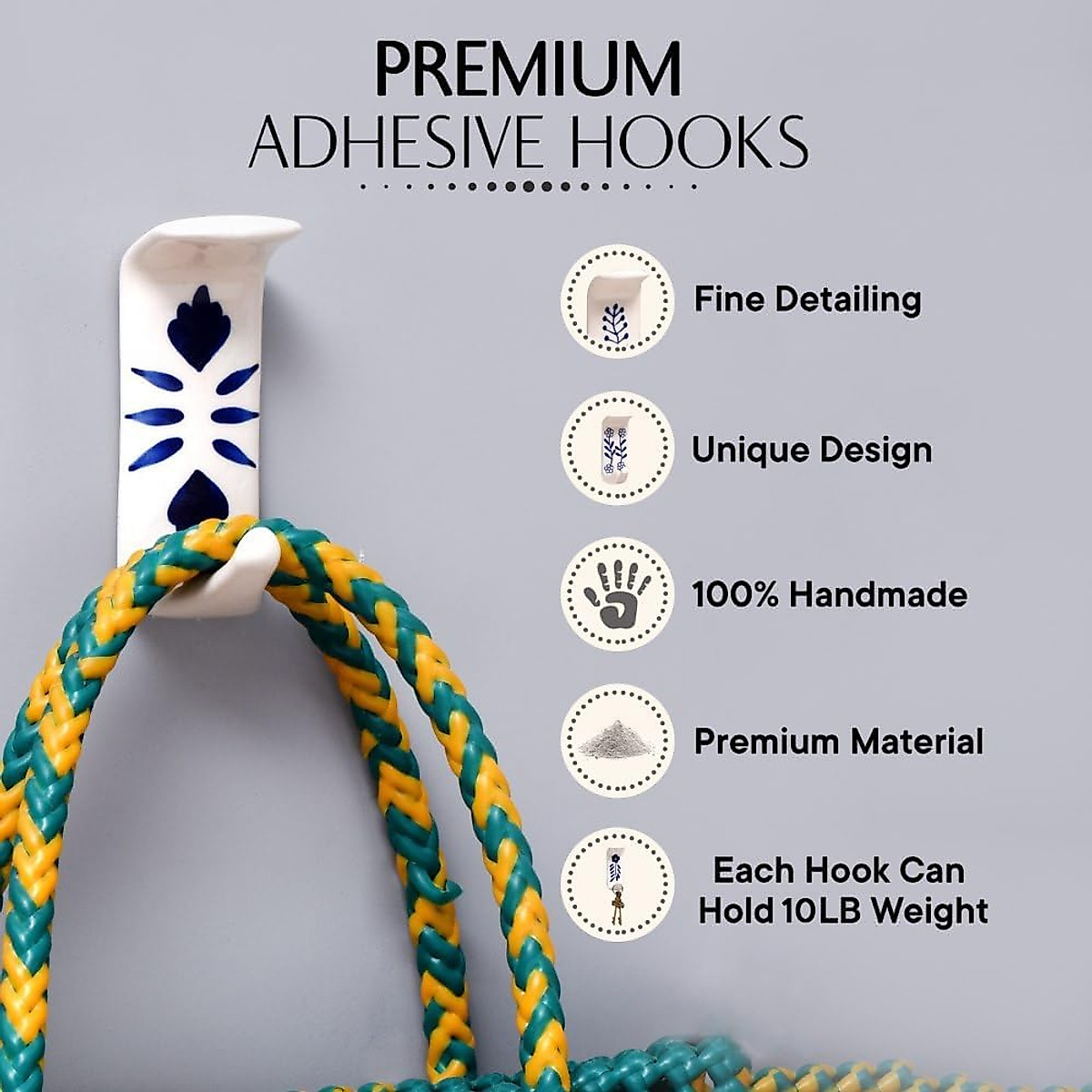 Indian Shelf 3 Pack Decorative Adhesive Hooks Kitchen Wall Hooks for Hanging Heavy Duty Sticky Hangers Bathroom Hooks Adhesive Towel Hooks Key Hooks for Wall Shower Hooks Sticky Hooks for Hanging