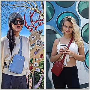 Crossbody Fanny Packs Sling Bag for Women, Fashionable Leather Sling Purses,Mini Belt Bag Stylish Shoulder Small Purse for Travel, Hiking, Running, Sports(1-Black)