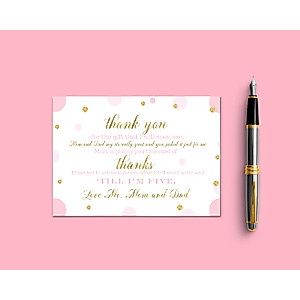 Paper Clever Party Pink and Gold Baby Shower Thank You Postcards (15 Pack) Twinkle Little Star Notecards Only - Eco-friendly Postal Note with Message from Girls – Royal Princess– Printed 4x6