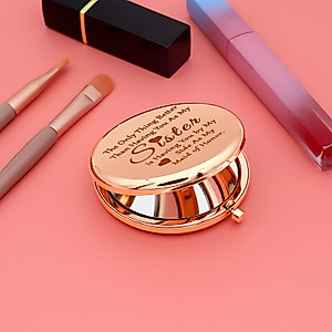 Bridesmaid Gift for Sister Wedding Gift Compact Makeup Mirror Maid of Honor Gift for Women Best Friend Friendship Gifts Pocket Compact Mirror Bridal Shower Gift for Her Engagement Gift