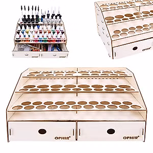 DNYSYSJ 80 Holes Paint Rack Stand Pigment Ink Bottle Paints Tool Storage with Cabinet Holder Organizer for 58 Bottles & 22 Small Paint Brushes or Droppers