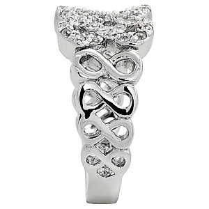 Sterling Silver Good Luck 888 Cubic Zirconia Ring with High Quality Brilliant Cut Stones, 7/16 inch (11 mm) wide, size 10