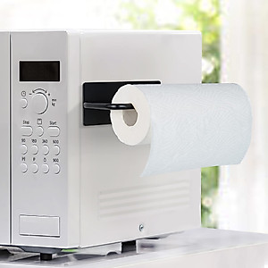 Magnetic Paper Towel Holder,Magnet Shelf Black for Refrigerator Toolbox Grill,12x3.1inch Fit Larger Paper Roll