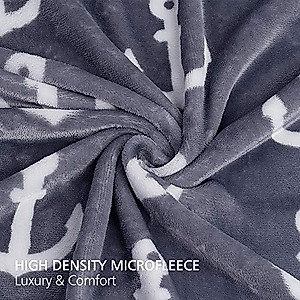 Soft Warm Anchor Plush Throw Blanket for Couch – Comfortable Lightweight Fleece Travel Blanket Nautical Decor 50” x 60”