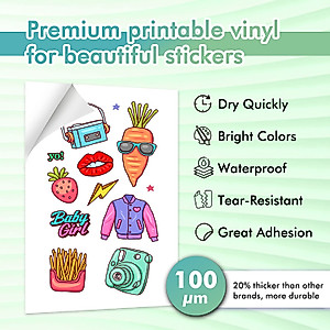 Koala Printable Vinyl Sticker Paper for Inkjet Printer 11x17 Inch - 10 Sheets Matte White Sticker Printer Paper, Waterproof Sticker Paper, Tear-Resistant, Removable