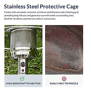 BELLEZE 48,000 BTU Gas Outdoor Patio Heater with LP Propane Heat, Wheels For Smooth Mobility & Double-Sided Waterproof Cover (Sand), CSA Certified - Bronze